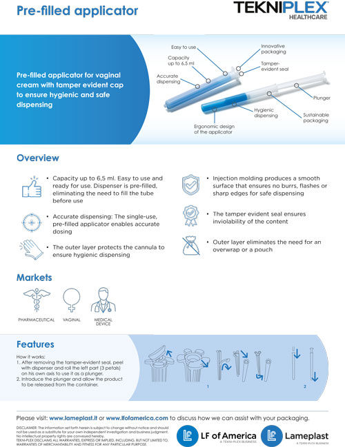 Packaging tubes applicators: ce marked applicator for rectal & vaginal use